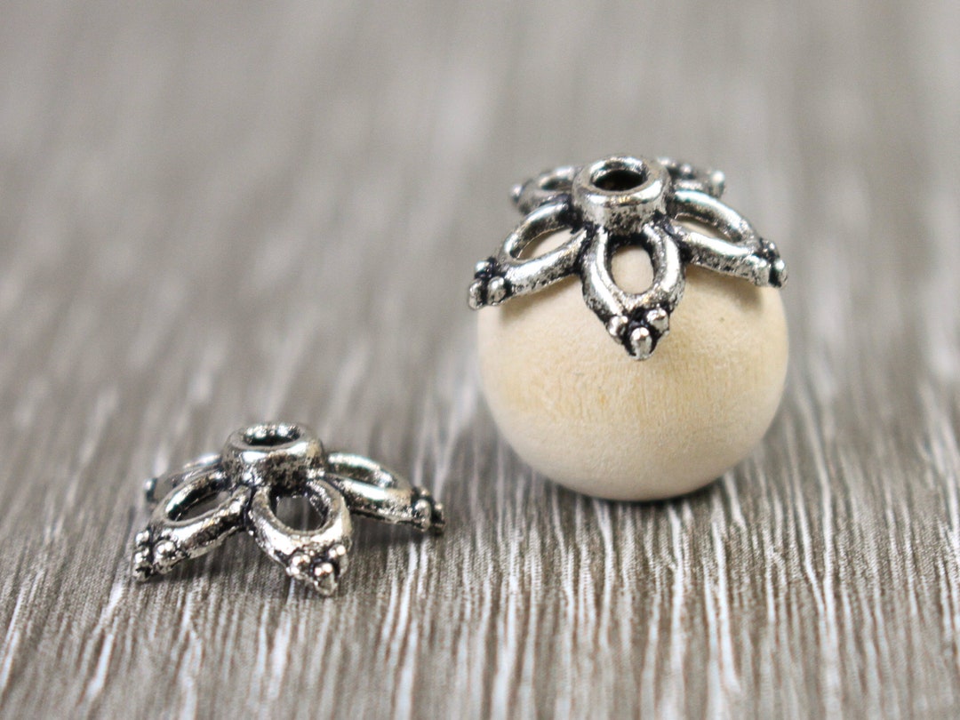 20 Pearl Caps End Caps Intermediate Beads Flower Silver DIY - Etsy