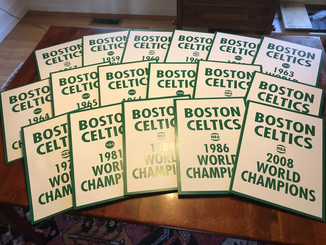 Boston Celtics Championship Banner Mounted Prints: TD Garden Replica ...