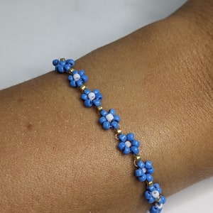 Blue Flower Beaded Bracelets - Etsy