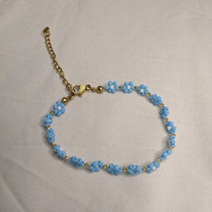 Blue Flower Beaded Bracelets - Etsy