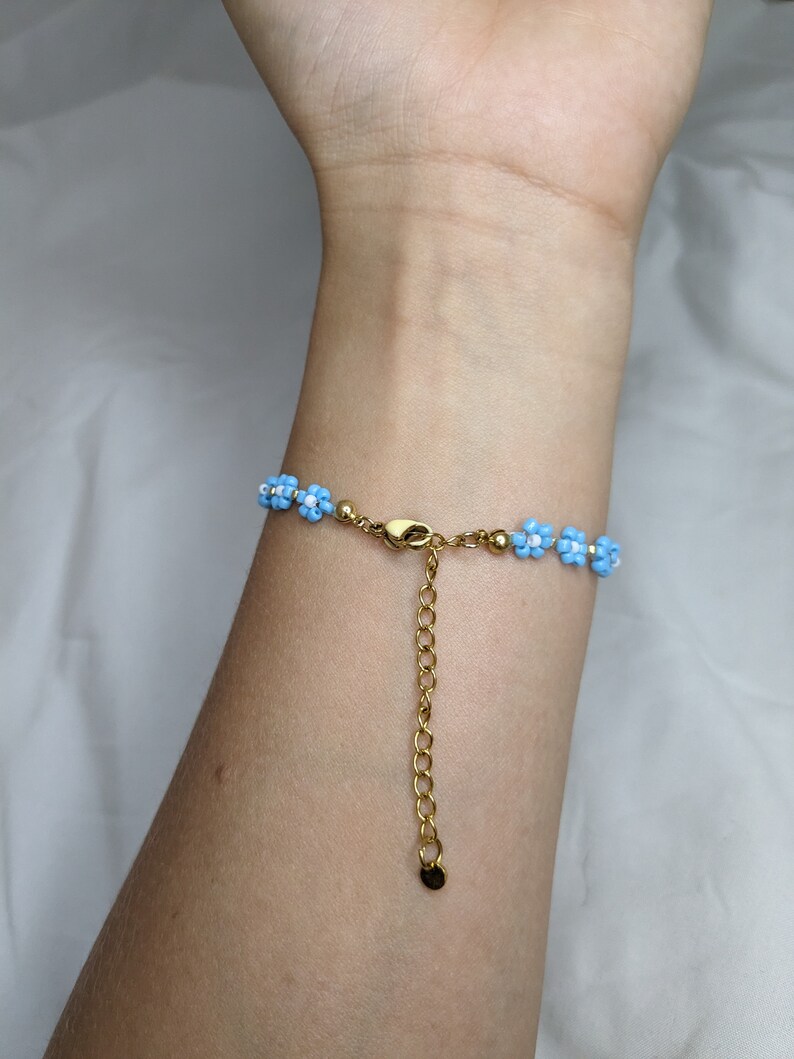 Blue Flower Beaded Bracelets - Etsy