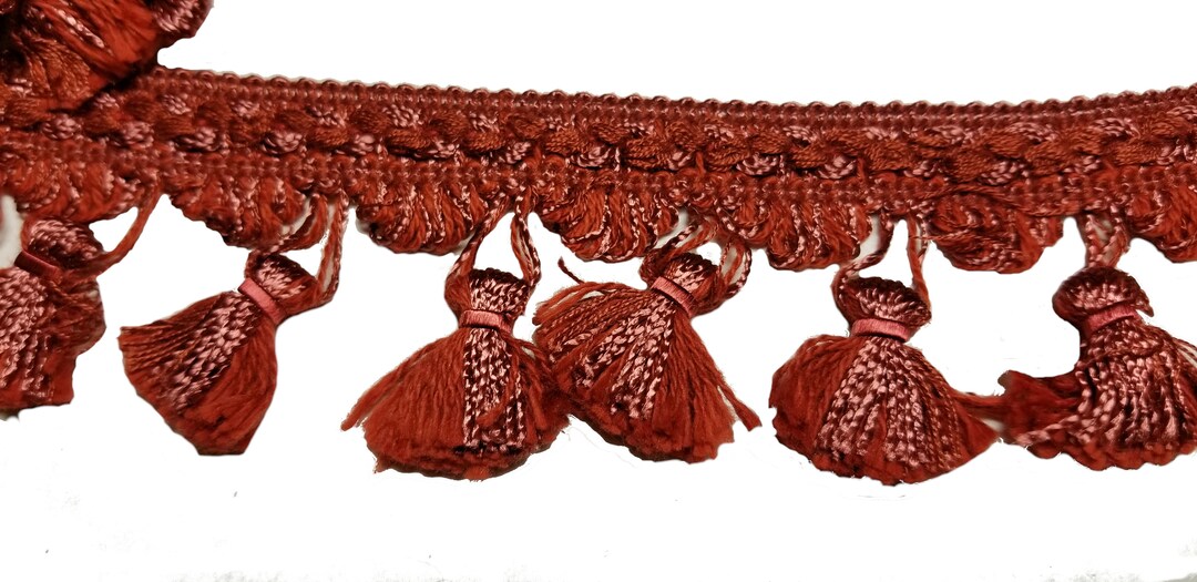 4 Yards Conso 2-1/4" Dk Rust Tassel Fringe Trim- Home Decor Fabric ...