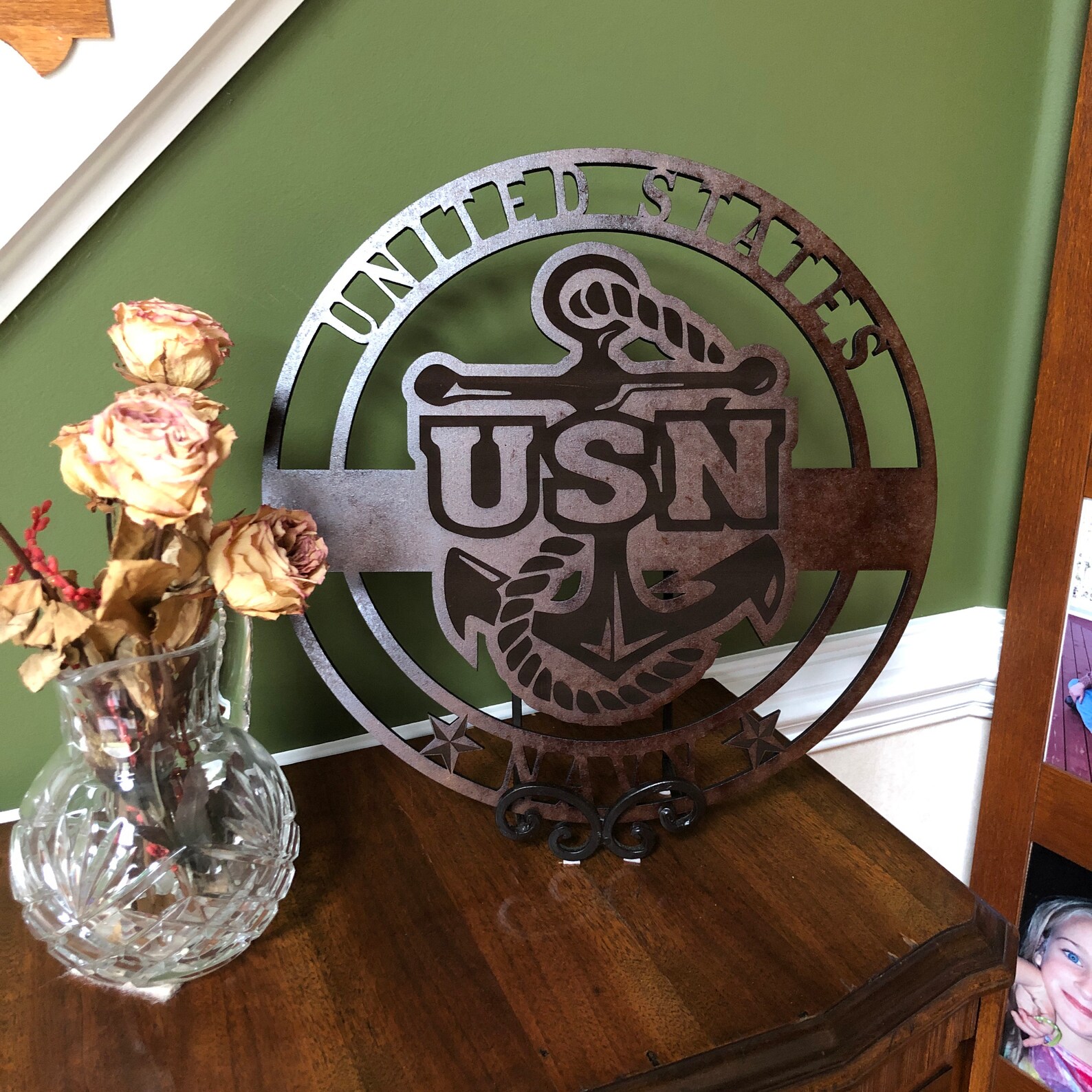 United States Navy Circular Wood Wall Hanging | Etsy