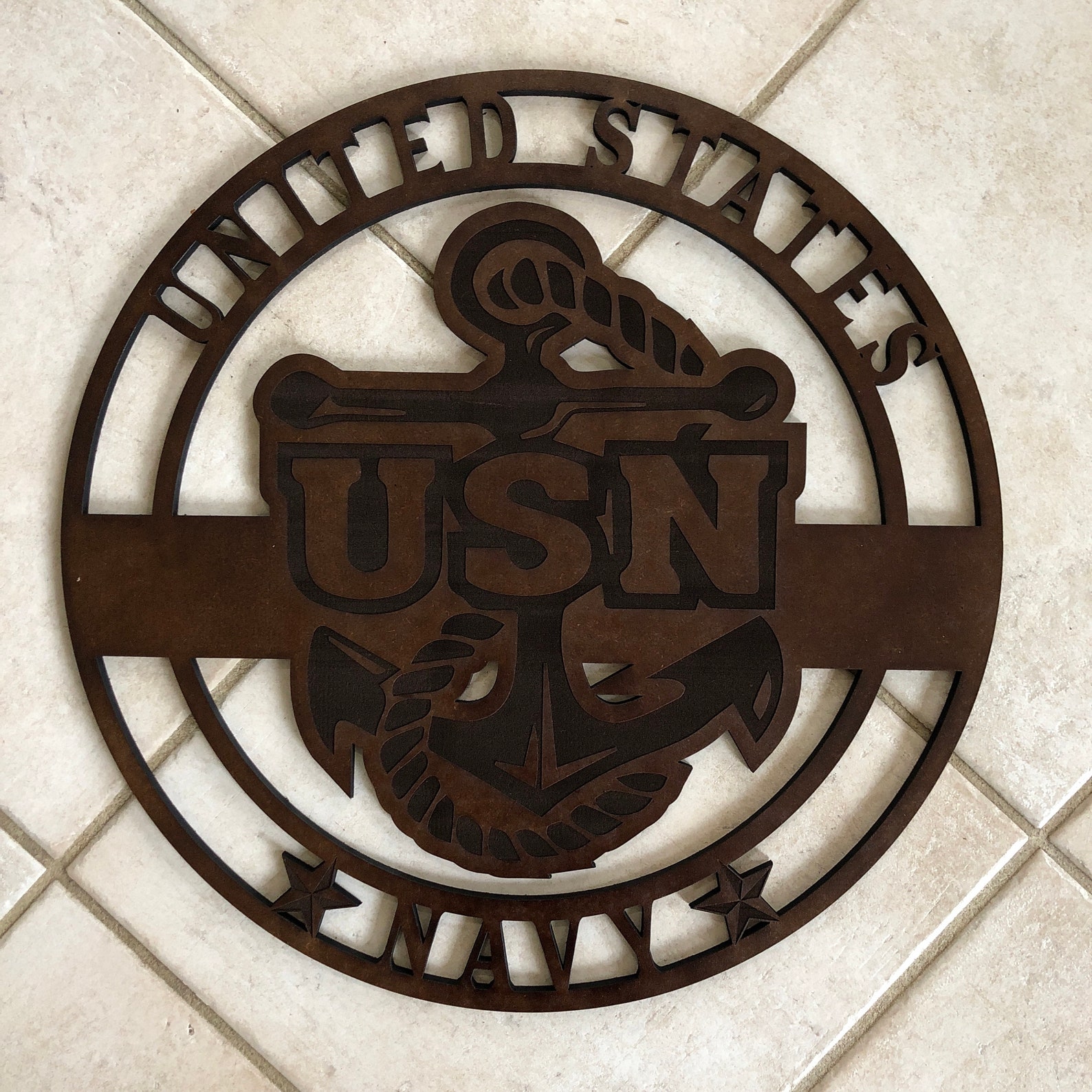 United States Navy Circular Wood Wall Hanging | Etsy