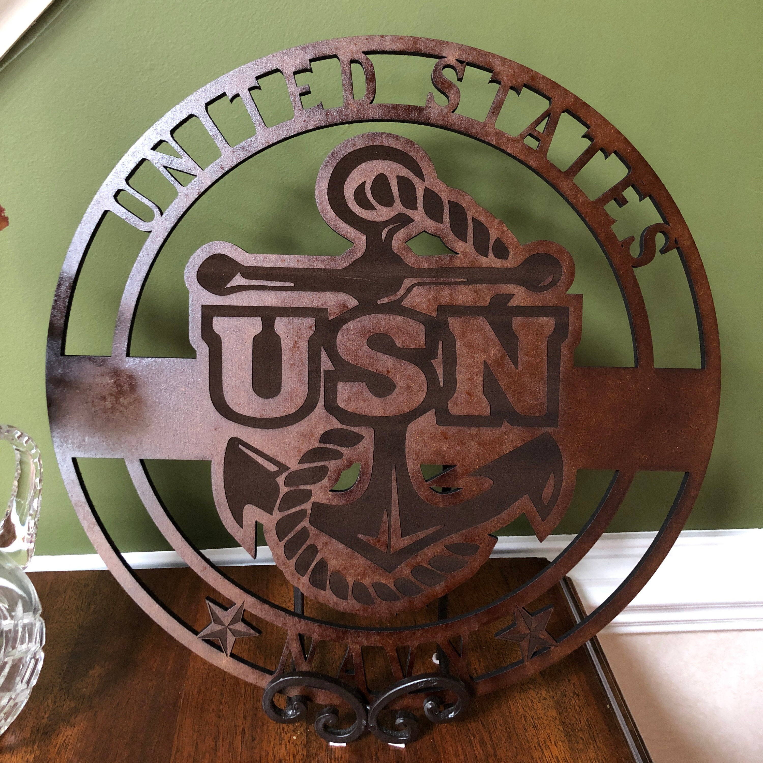 United States Navy Circular Wood Wall Hanging | Etsy