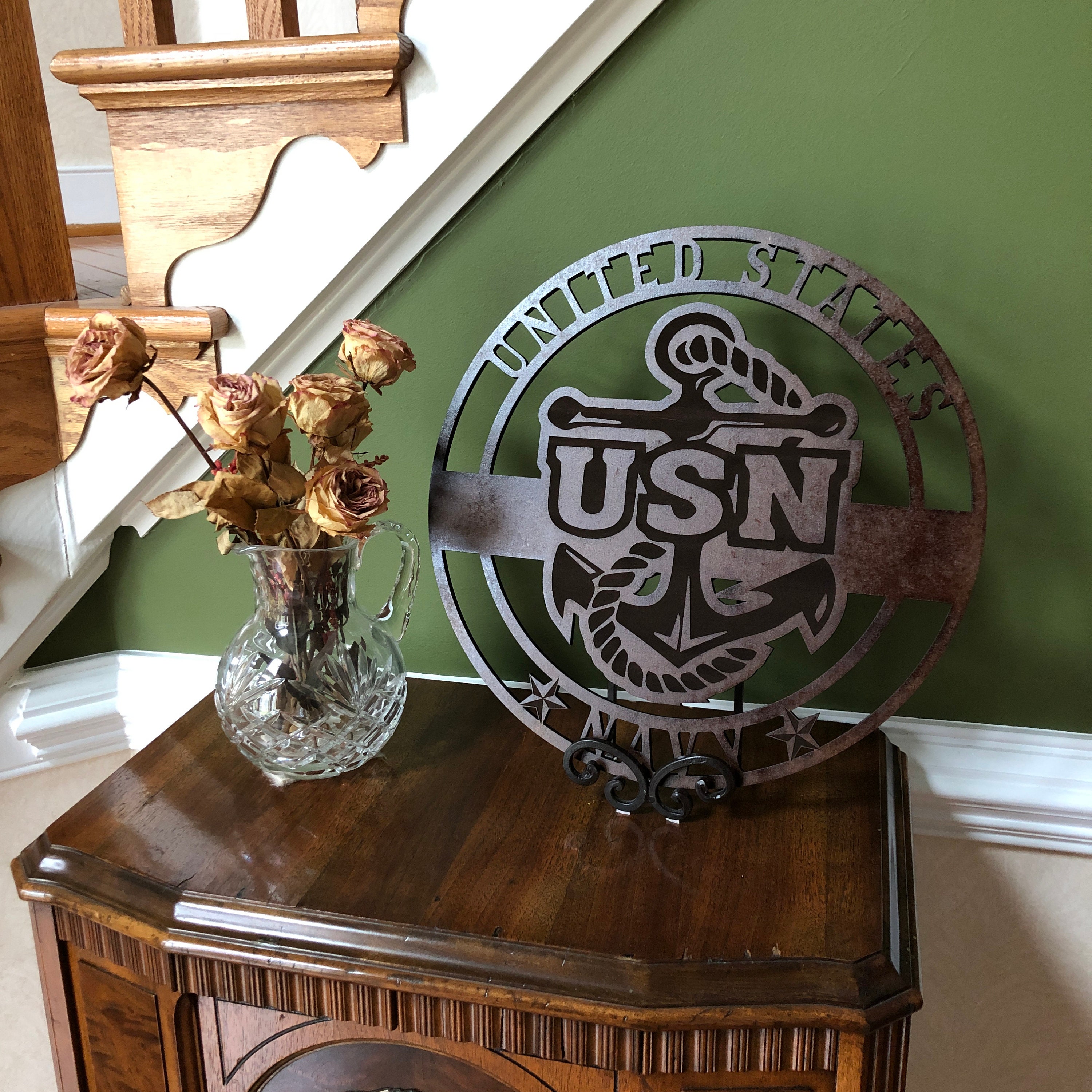 United States Navy Circular Wood Wall Hanging | Etsy