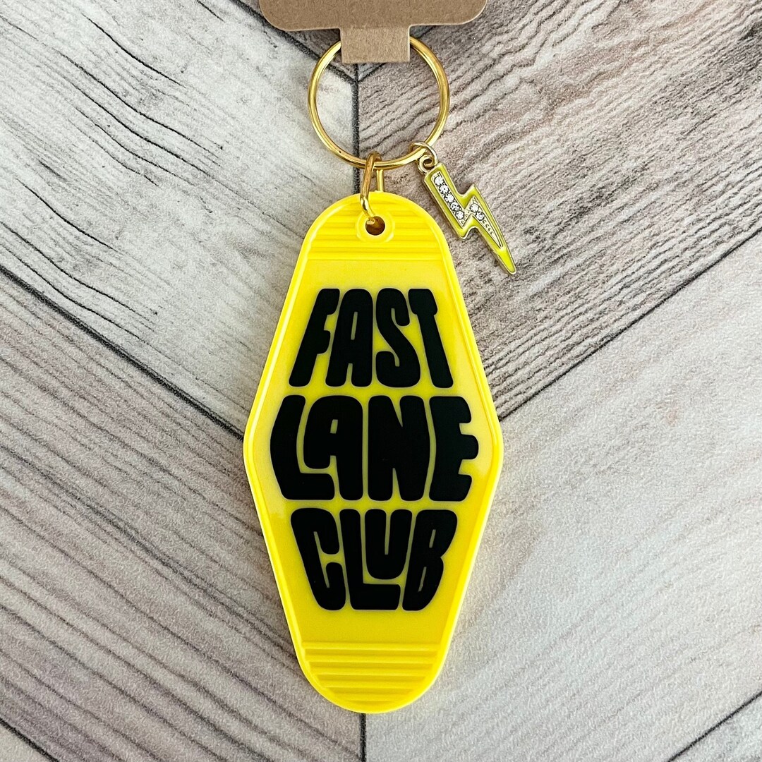 Neon Yellow fast Lane Club Hotel Keychain - Etsy