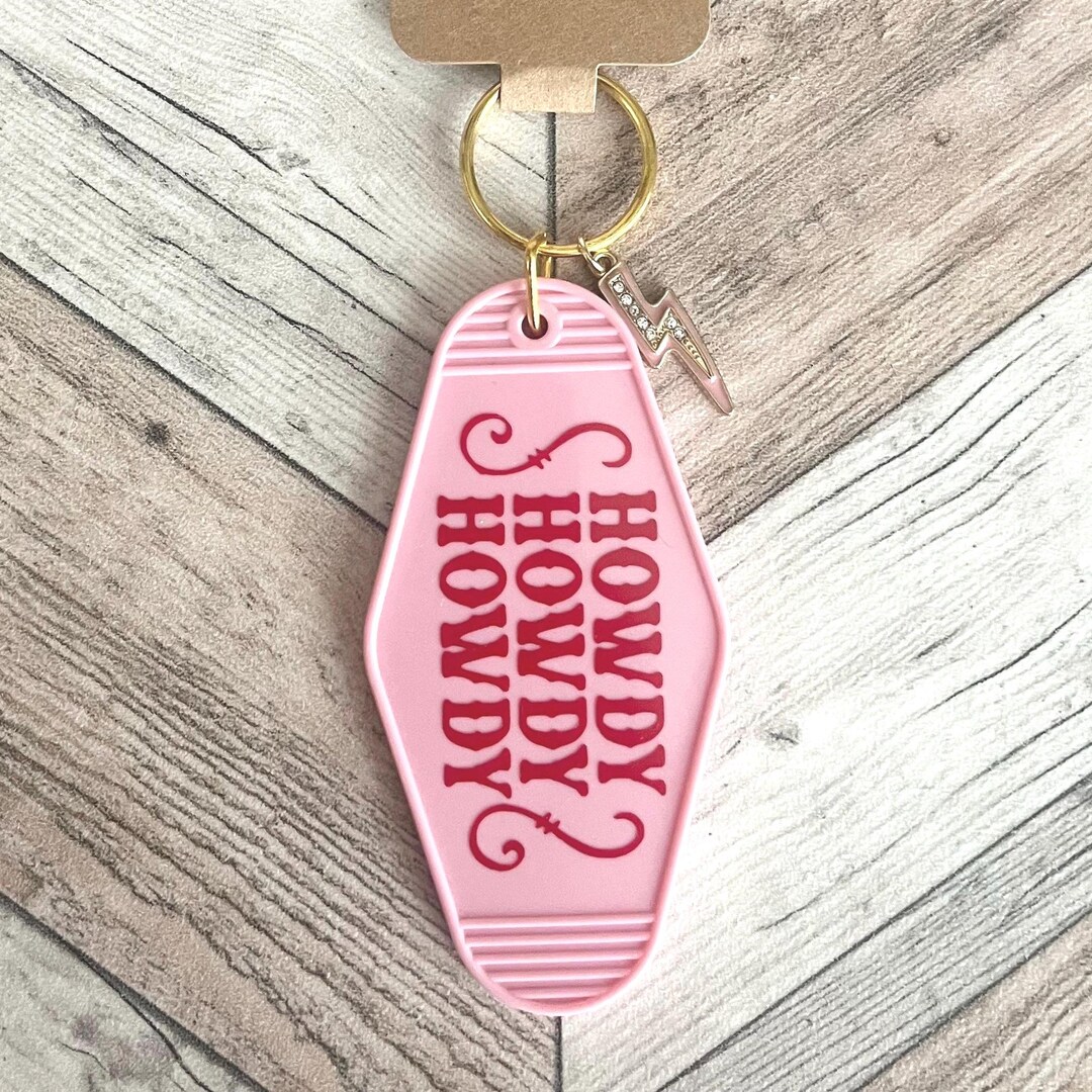 Pink ‘howdy' Hotel Keychain - Etsy