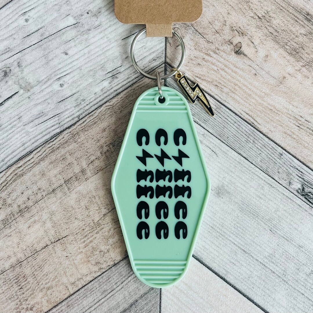 Sage Green 'coffee' Hotel Keychain - Etsy