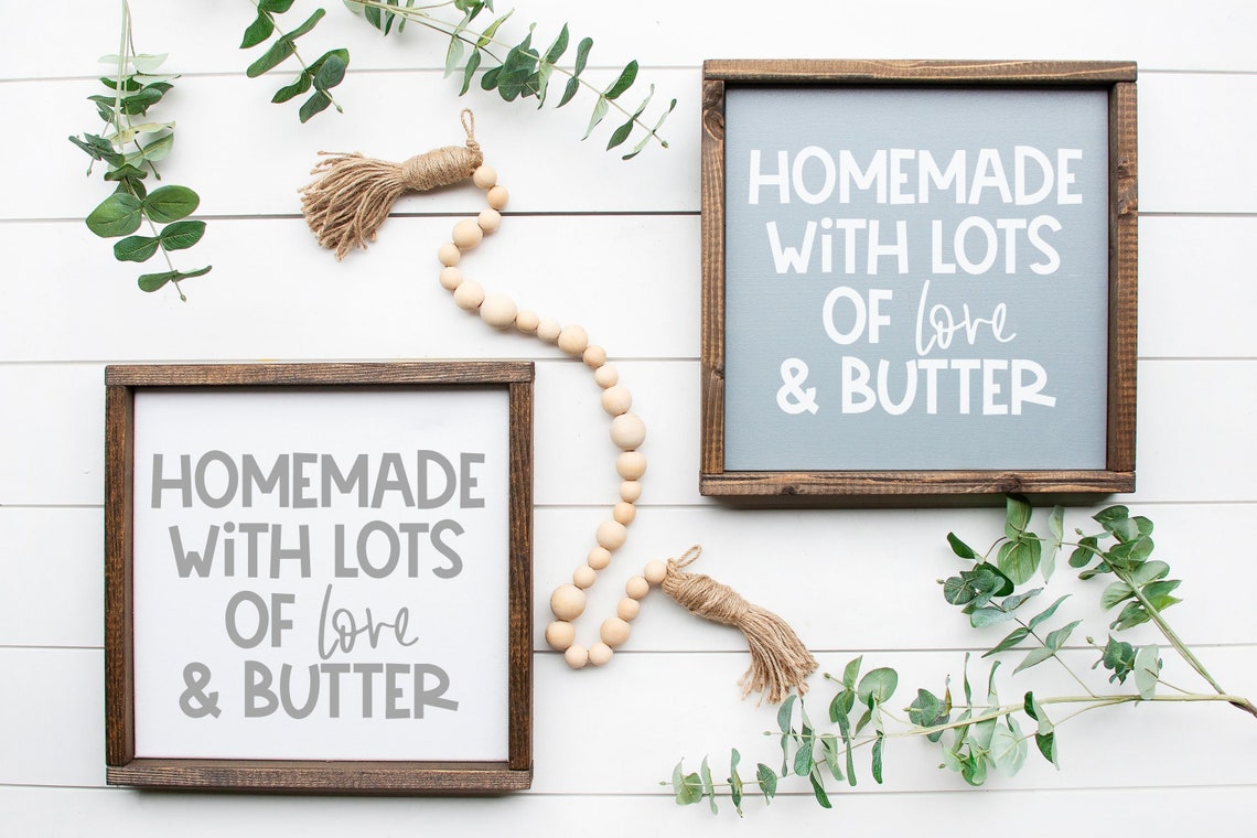 Homemade With Lots of Love and Butter Wood Sign Kitchen Sign - Etsy