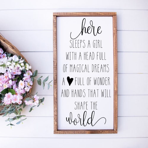 Wood Sign Girls Nursery Wall Decor Here Sleeps A Girl With A - Etsy