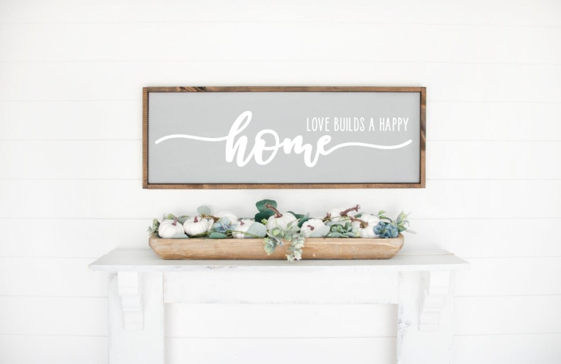 Love Builds A Happy Home Wood Sign - Etsy