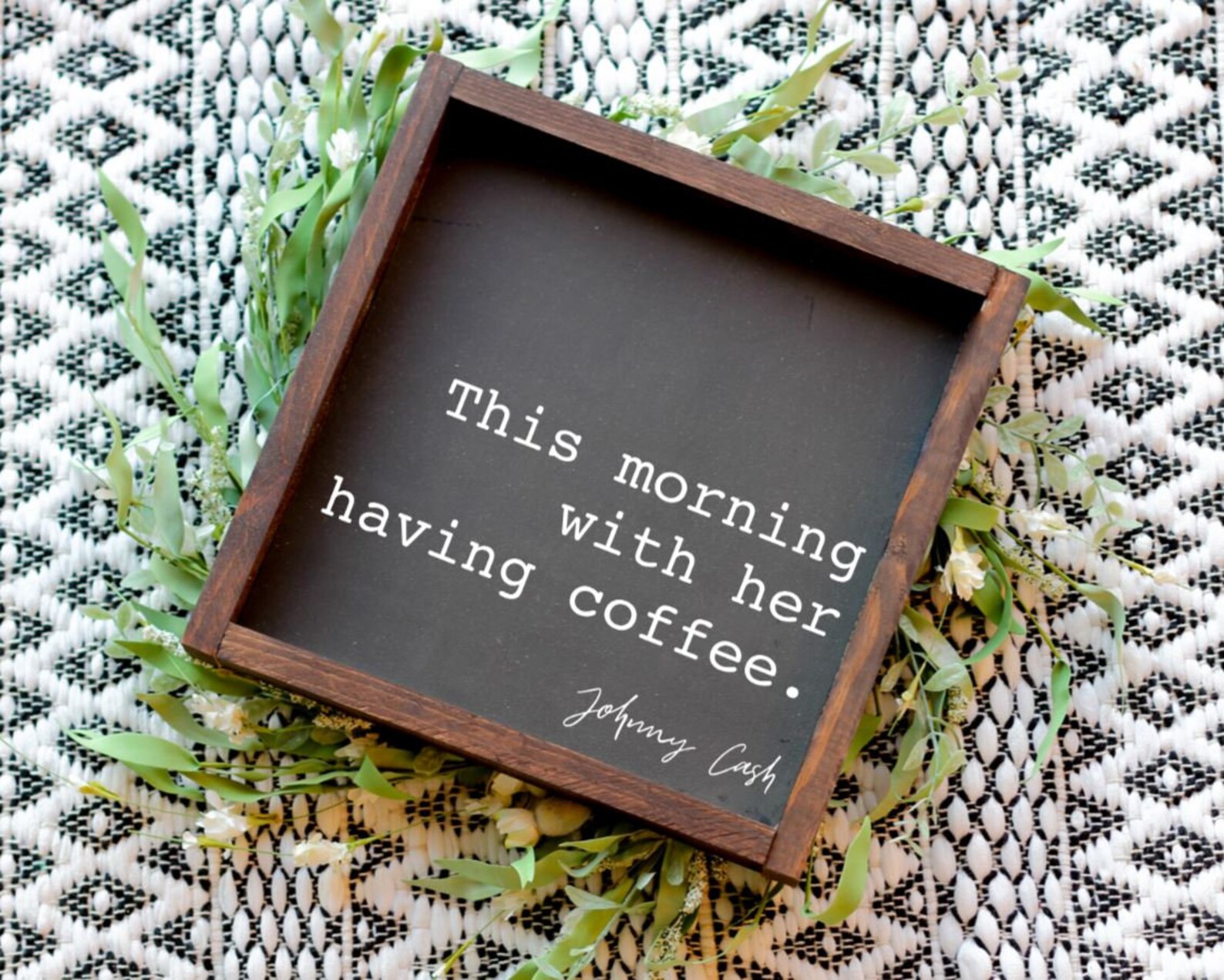 This Morning With Her Having Coffee Wood Sign Kitchen Sign - Etsy