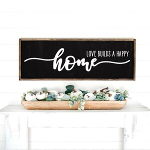 Love Builds A Happy Home Wood Sign - Etsy