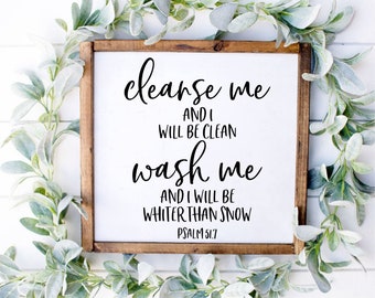 Cleanse Me With Hyssop and I Will Be Clean Wood Sign, PSALM 51 7 ...