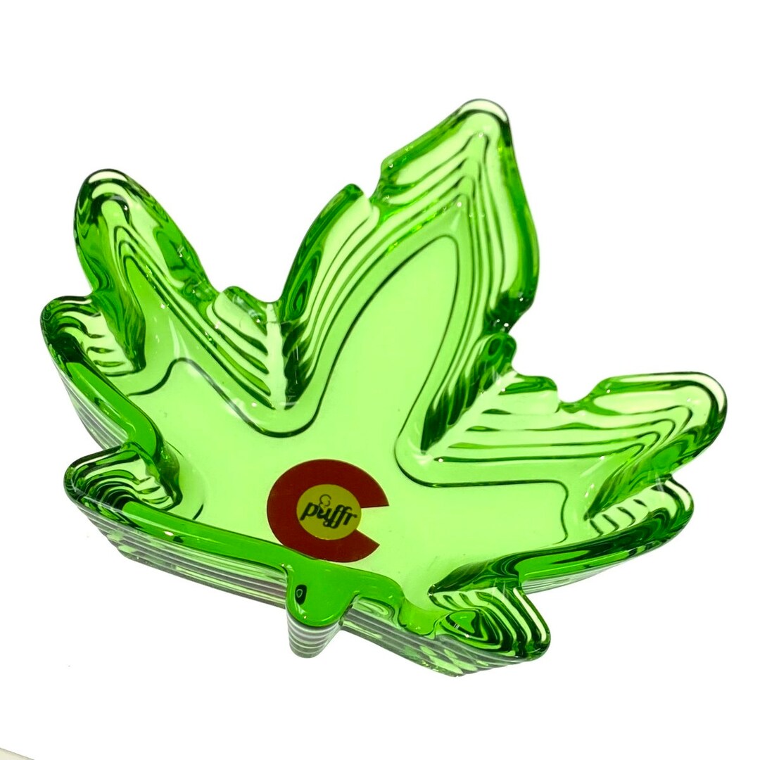Weed Leaf Ashtray Colorado Puffr Green Glass 5 - Etsy
