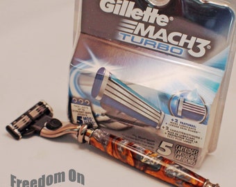 Handturned Razor Green Dyed Wood Mach 3 | Etsy