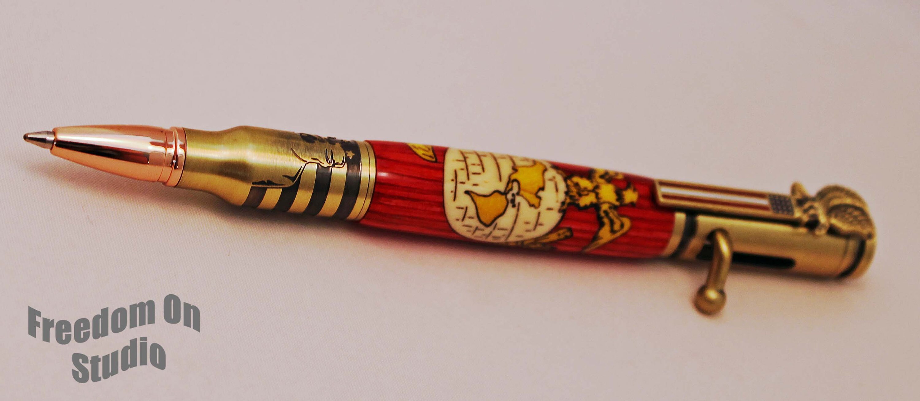 Patriotic Themed Bolt Action Pen - Marine Corps Salute the Troops Gift ...