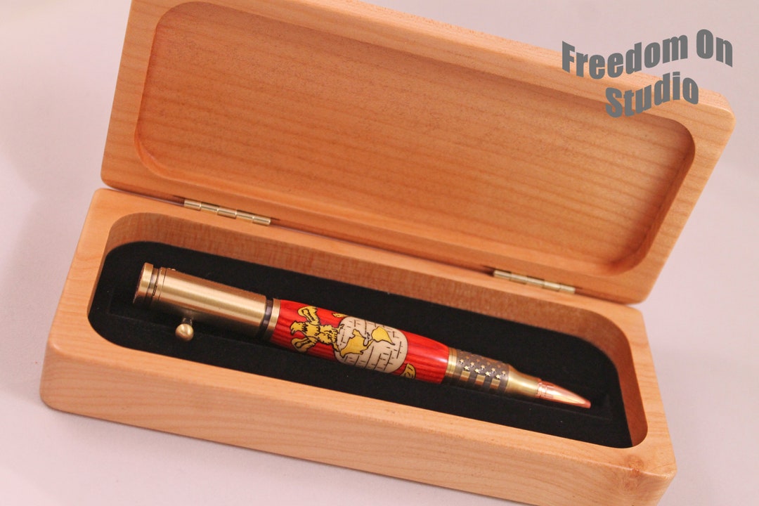 Patriotic Themed Bolt Action Pen - Marine Corps Salute the Troops Gift ...