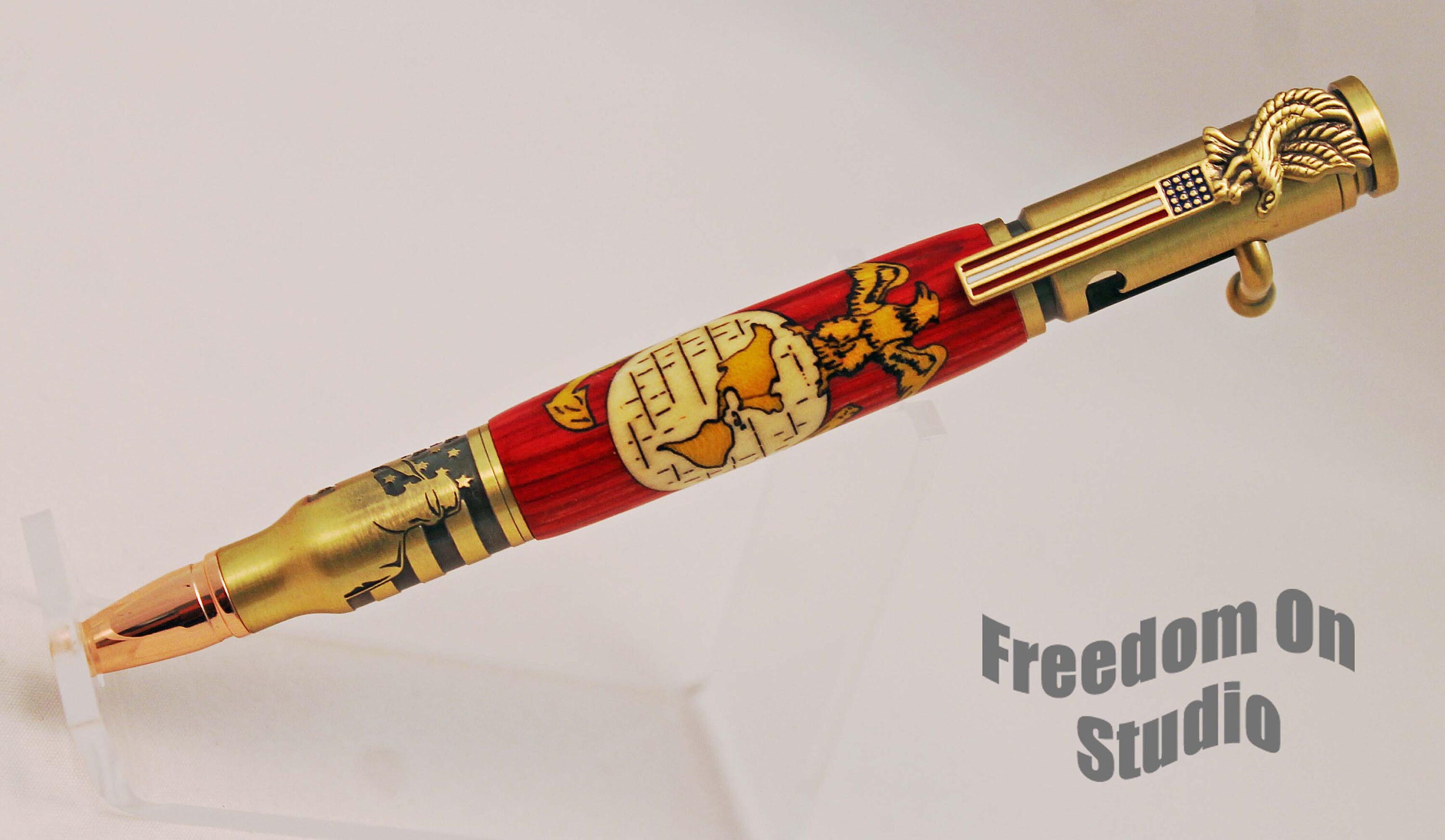 Patriotic Themed Bolt Action Pen - Marine Corps Salute the Troops Gift ...
