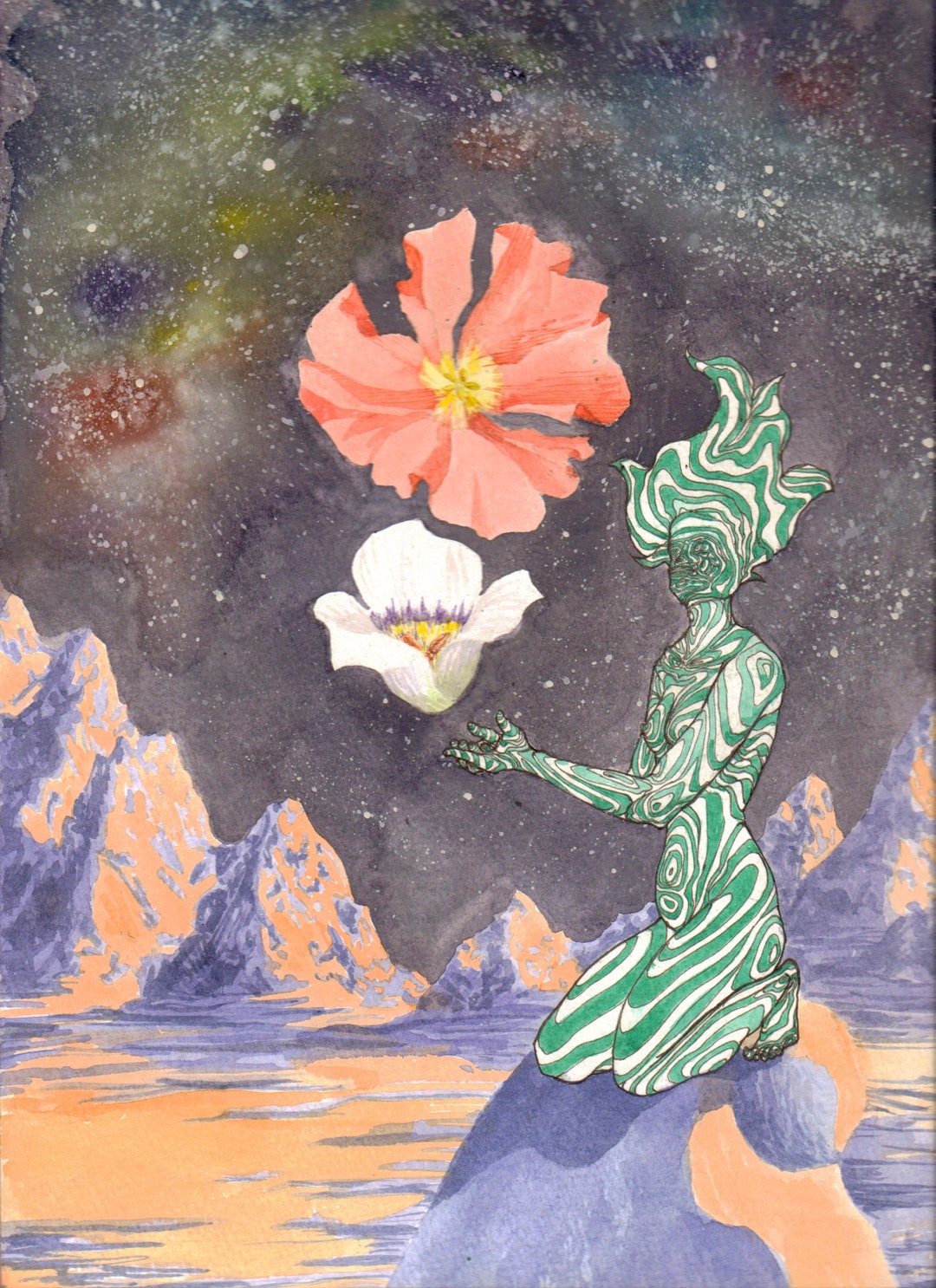 Mountain Angelic, Watercolor Painting, Watercolor Prints, Wildflowers ...