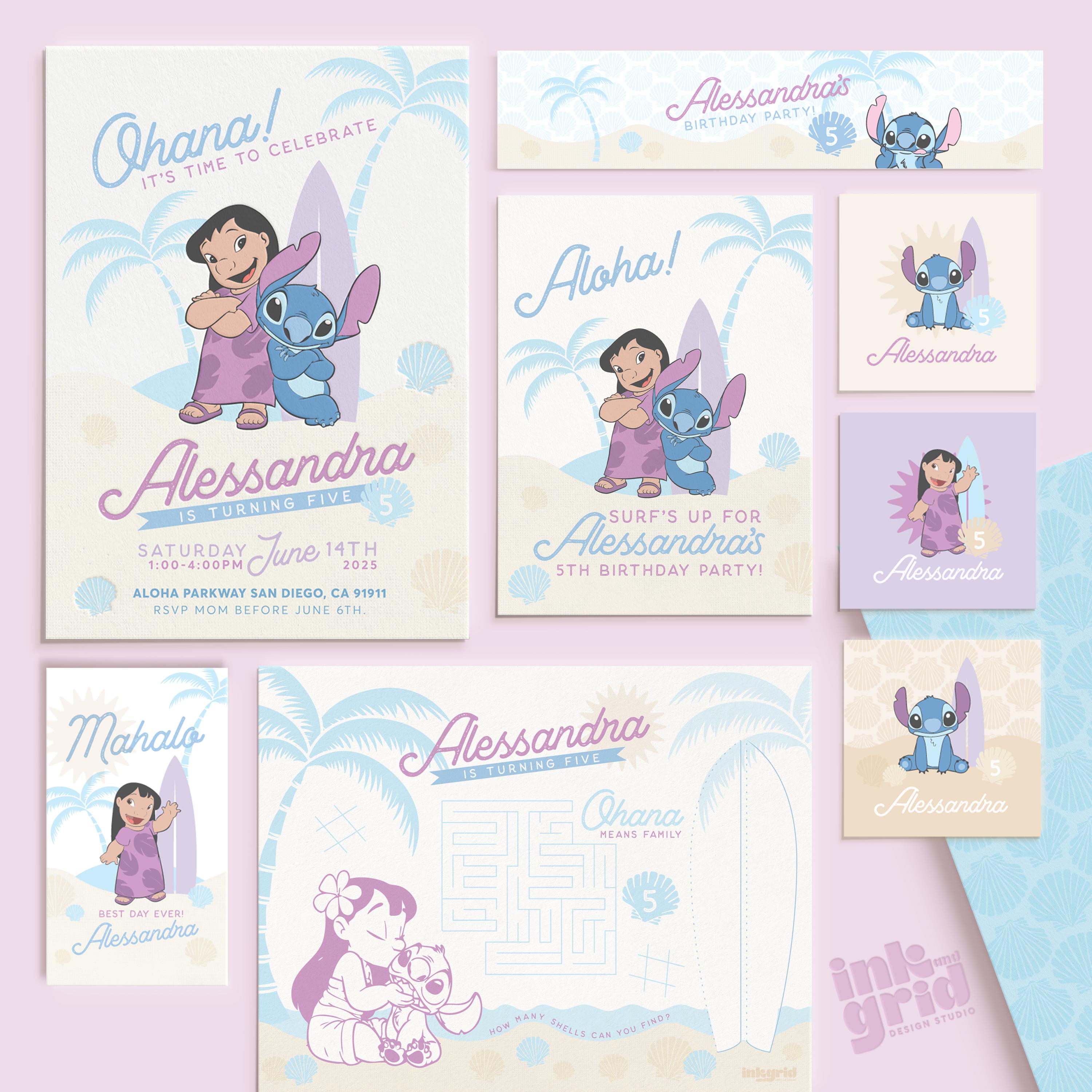Lilo Stitch Birthday Party Printable Digital Bundle | Digital Invite ...