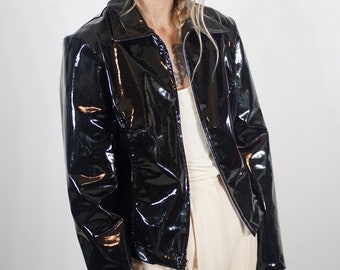 Black shiny jacket | Etsy