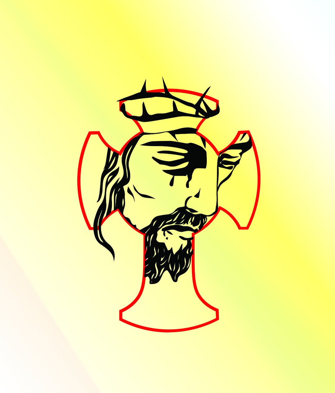 Jesus Christ Face in Cross Svg Dxf Pdf Eps Png Cricut Silhouette Lazer ...