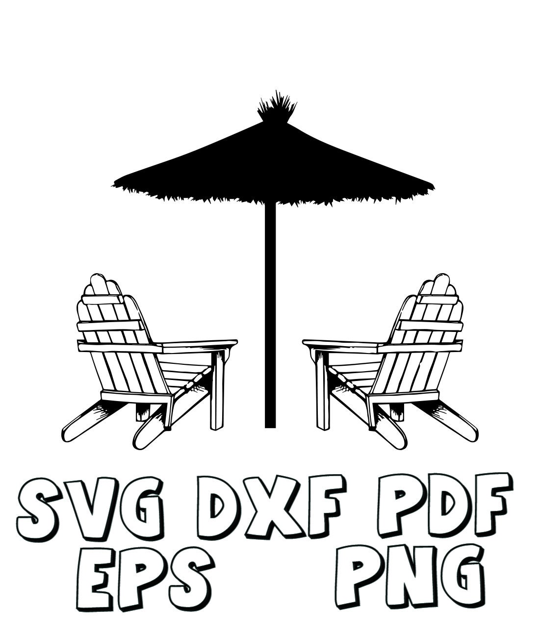 Beach Chairs With Umbrella Svg. Digital Cut File Svg. Cricut and ...