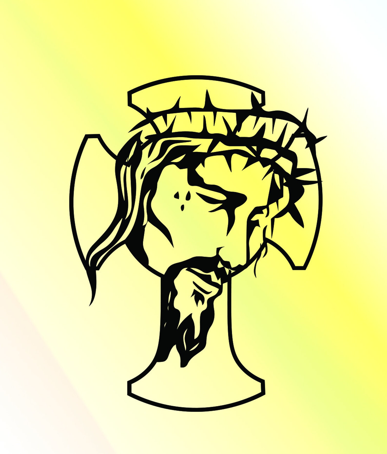 Jesus Christ Face in Cross Svg Dxf Pdf Eps Png Cricut | Etsy
