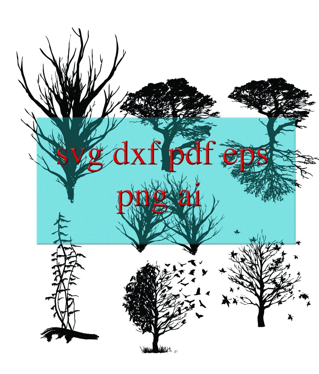 Tree Designs Cut Files Svg Dxf Pdf Eps Png Cricut Silhouette - Etsy