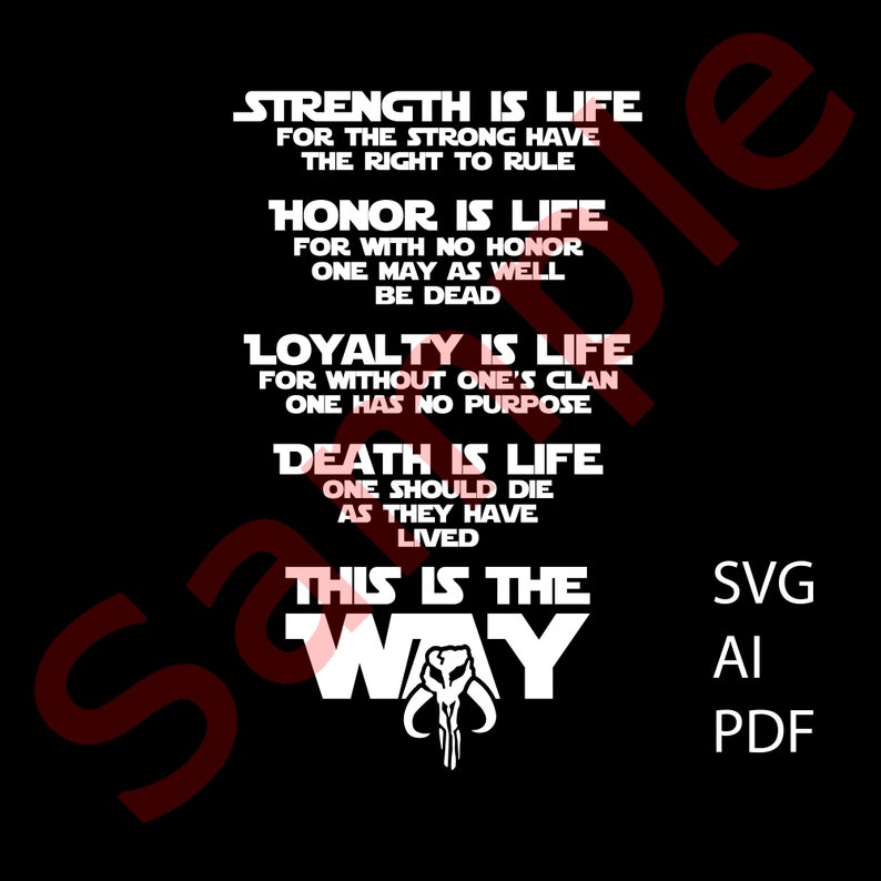 Code of Honor Mandalorian Digital SVG / AI / PDF - Etsy