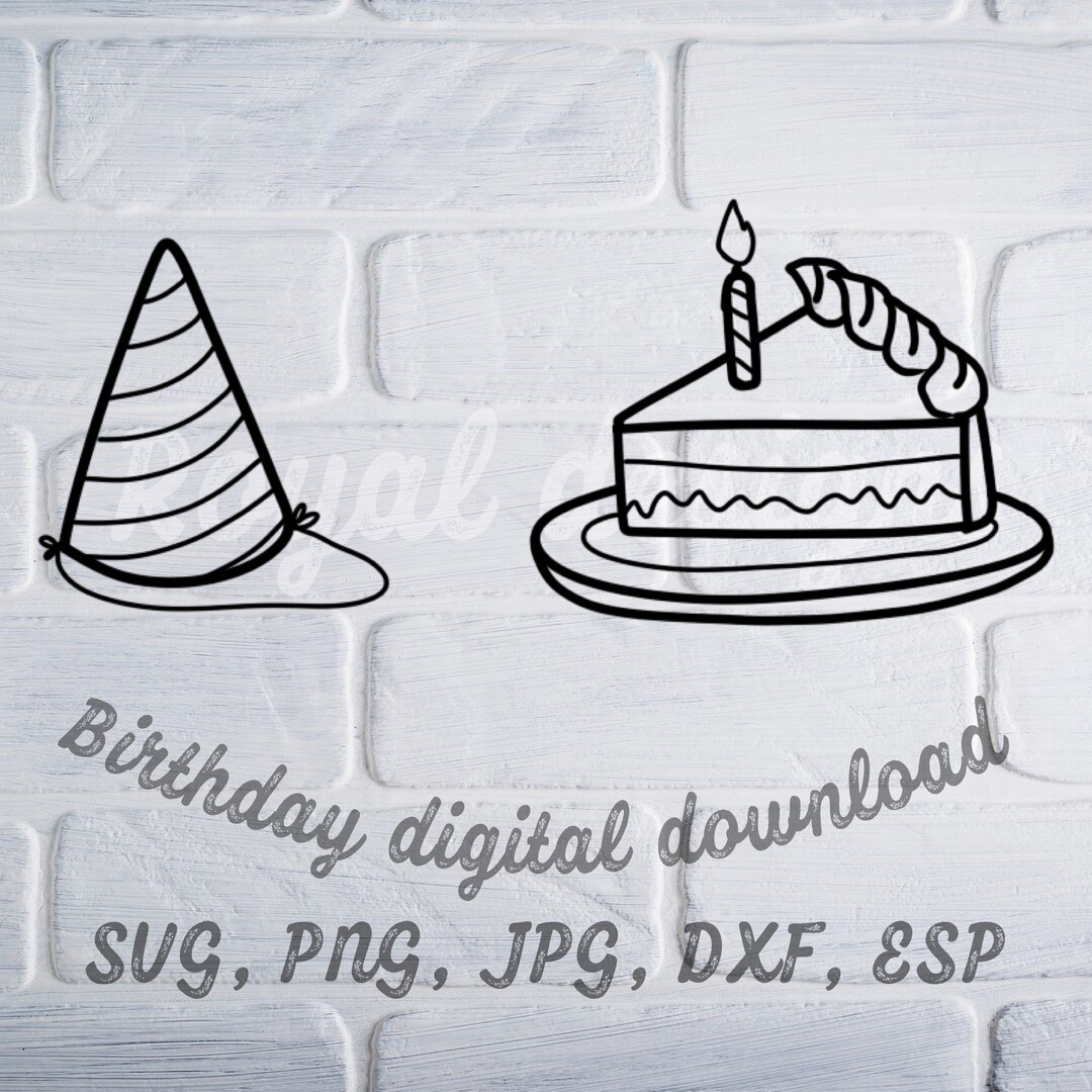 Birthdays Cake SVG, Birthday Hat SVG, Bday Vector, Cake Digital ...