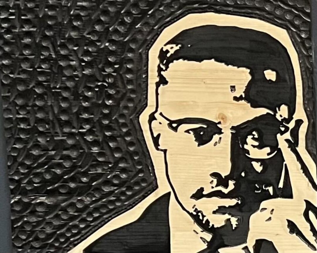Malcolm X "deep in Thought" Wooden Wall Art | Hand-carved & Charred ...