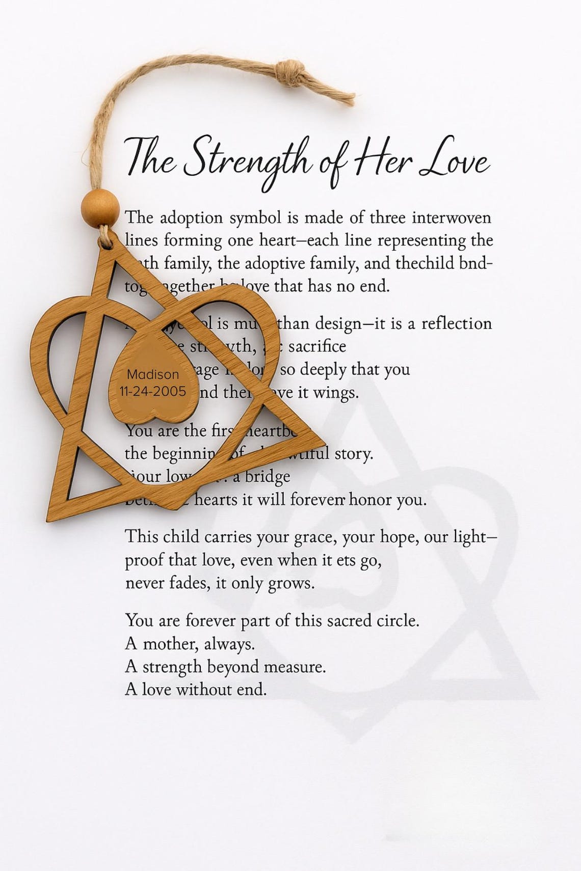 Adoption Symbol Ornament • Laser Engraved Wood Keepsake - Etsy
