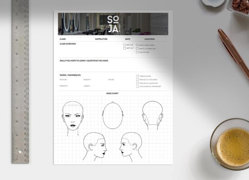 Salon Color Head Chart, Downloadable Template - Customizable - Etsy