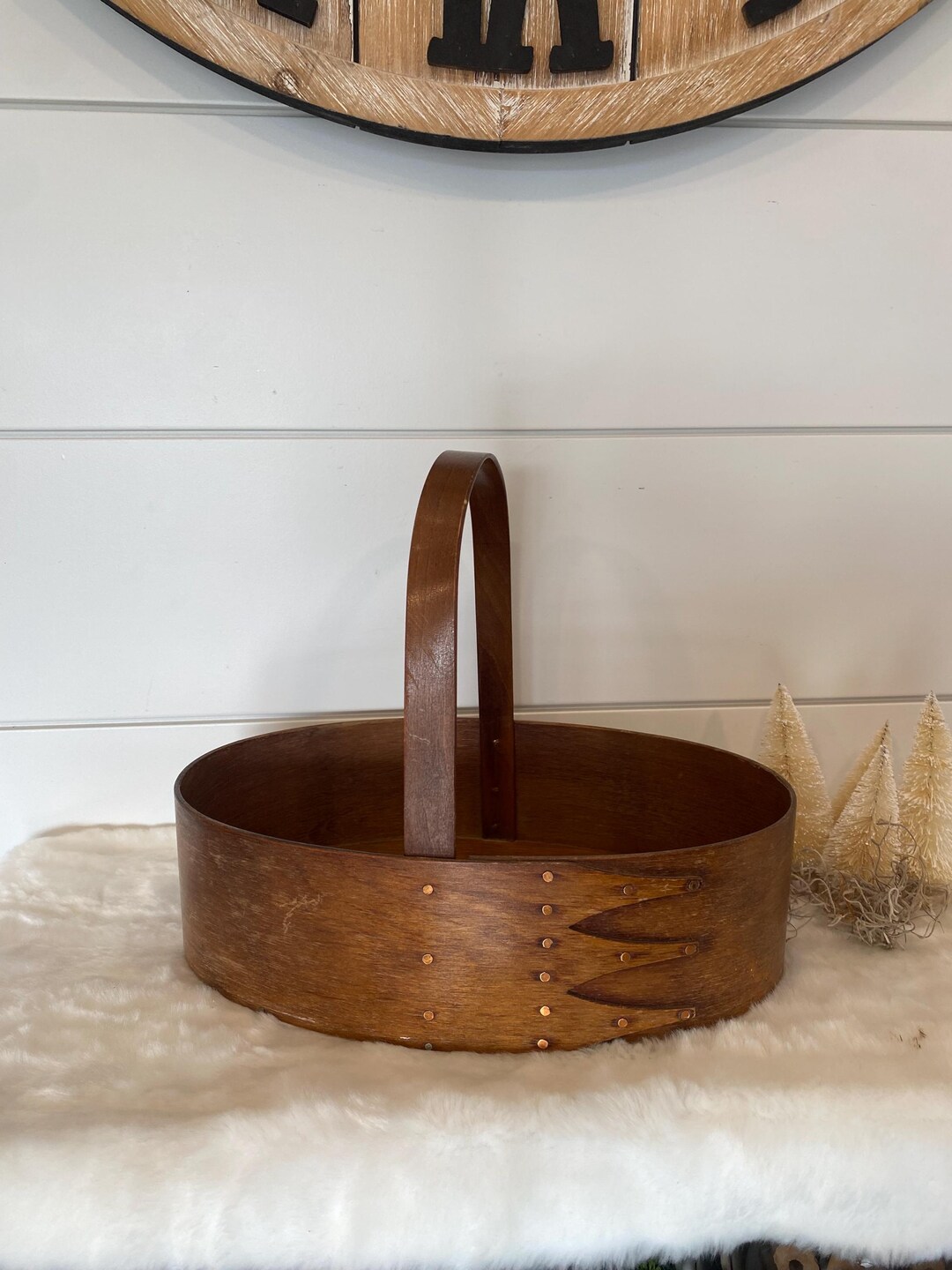 Vintage Bentwood Wooden Basket, Antique Wood Bucket, Primitive Wood ...