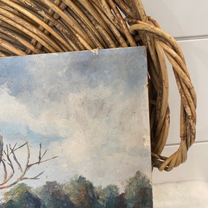 Vintage Hand Painted Scenery Painting, Vintage Scenery Painting, River ...