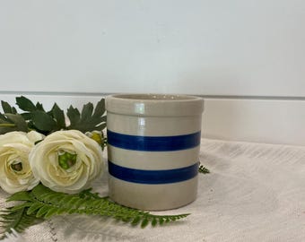 Vintage Blue Band Stoneware Crock, Vintage Stoneware Crock, French ...