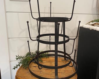 Vintage Metal Mug Rack, Black Metal Mug Holder, 14 Mug Tree, French ...