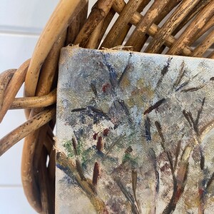 Vintage Hand Painted Scenery Painting, Vintage Scenery Painting, River ...