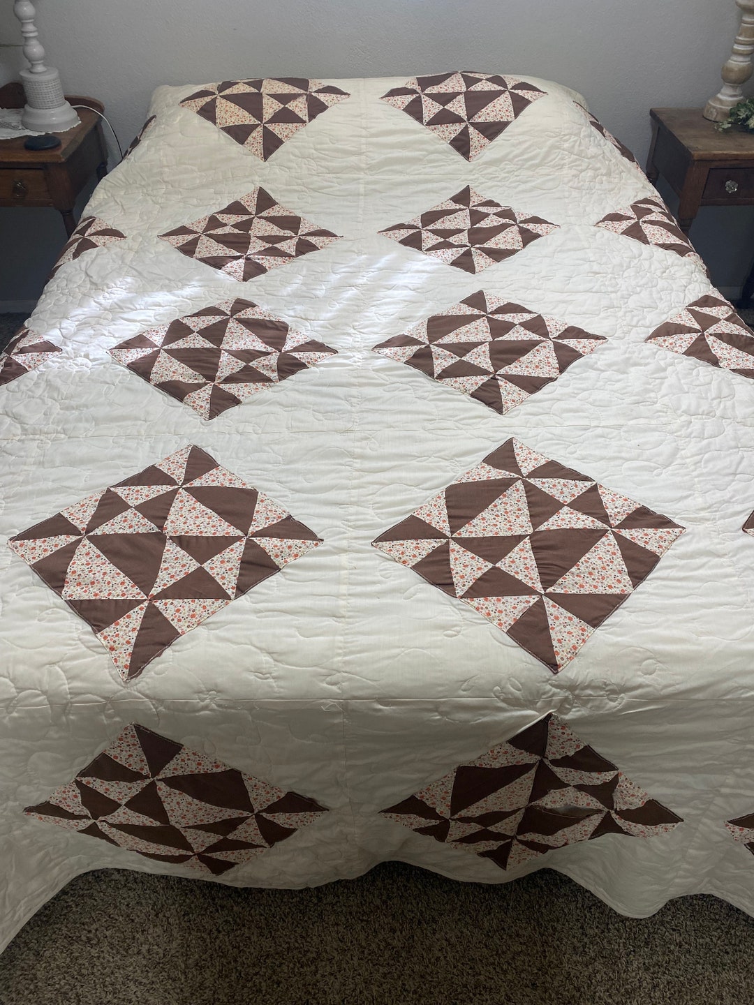 Vintage Handmade Quilt, Vintage Quilt 52”x86” Patchwork Quilt ...