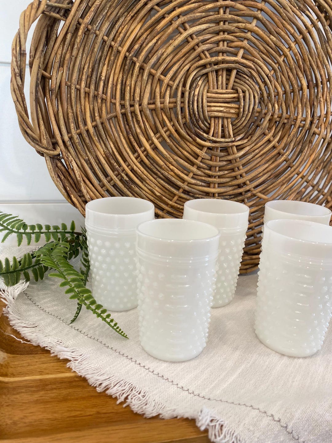 Vintage Milkglass Hobnail Water Glasses, Set of 6 Hobnail Water Glasses ...