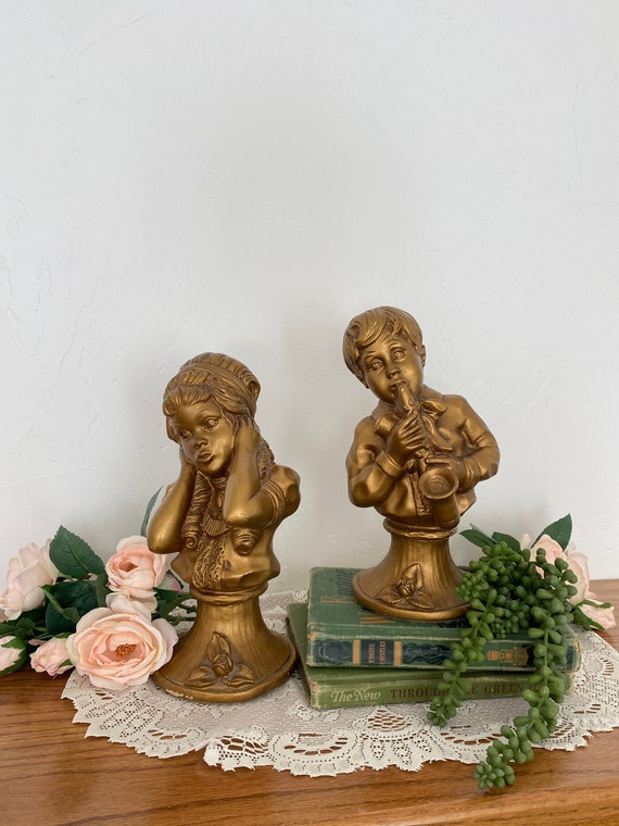 Vintage Gold Child Busts Vintage Bust Set - Etsy