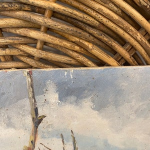 Vintage Hand Painted Scenery Painting, Vintage Scenery Painting, River ...