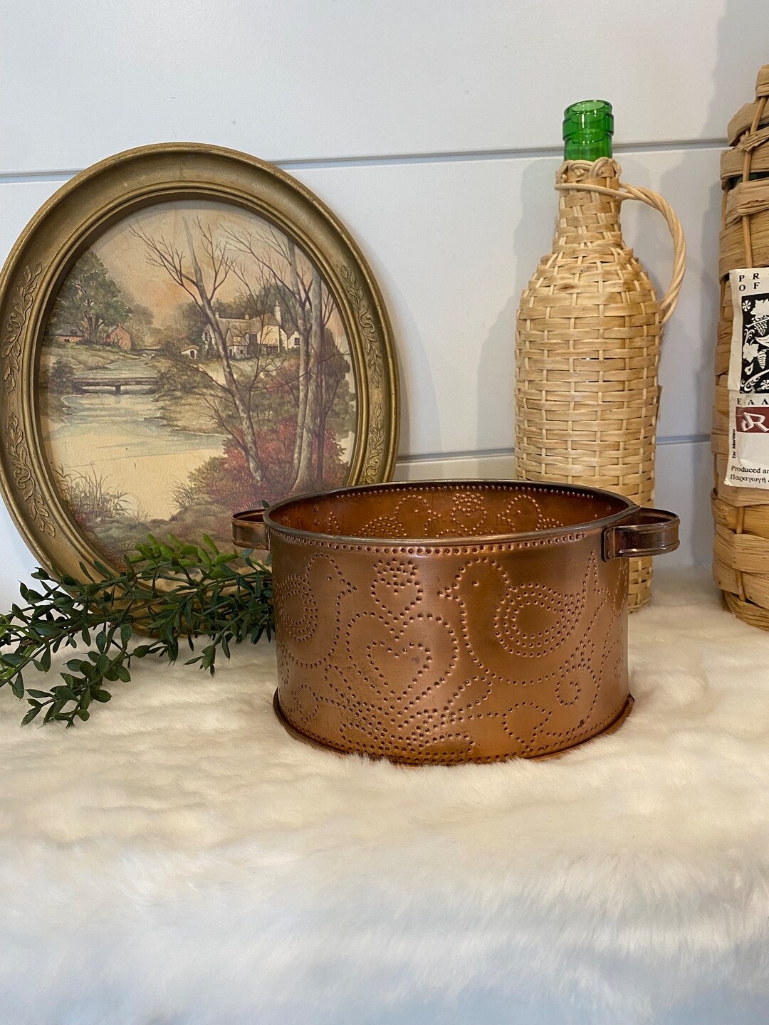 Vintage Punched Copper Tin Candle Ring, Vintage Punched Tin Ring ...