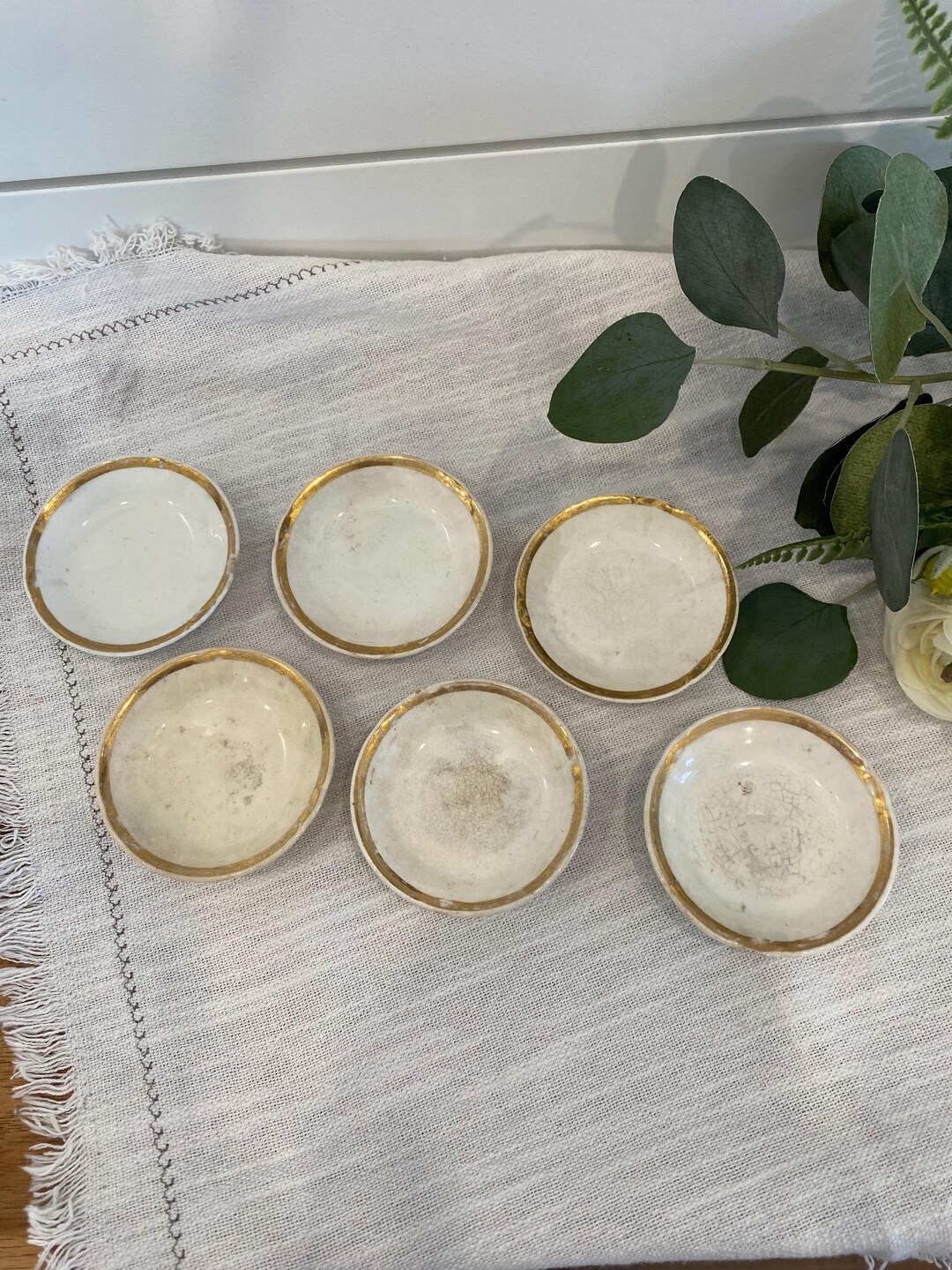 Vintage Butter Pats, Set of 6,small Plates, Antique Butter Pats, Gold ...