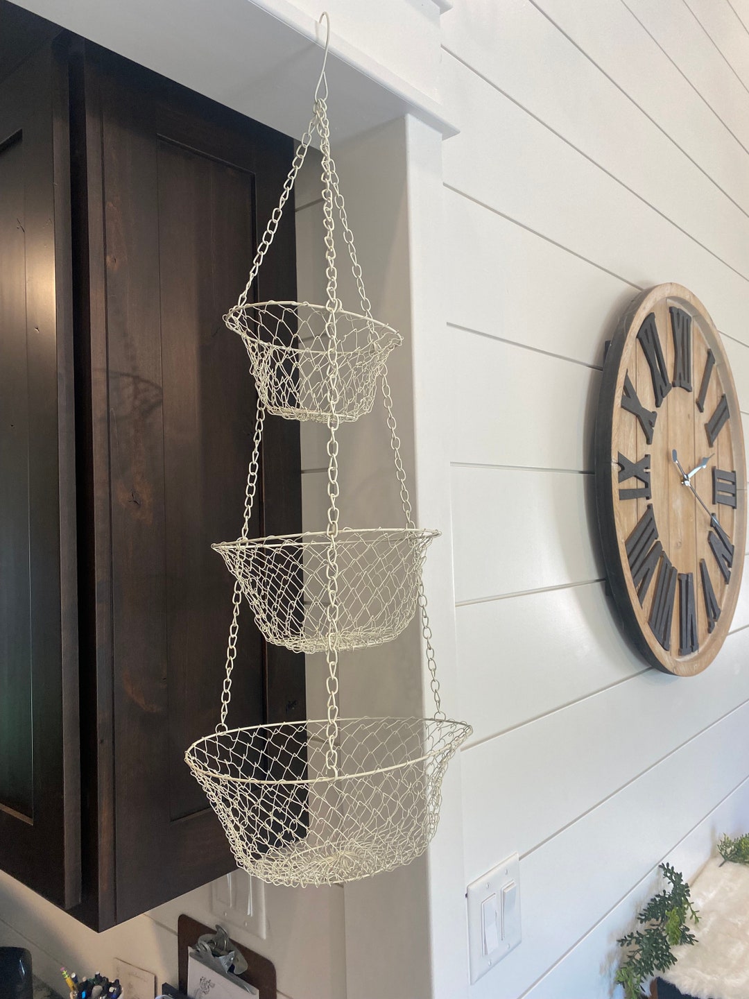 Vintage 3 Tiered Hanging Baskets, Vintage Bronze Wire Baskets,wire ...