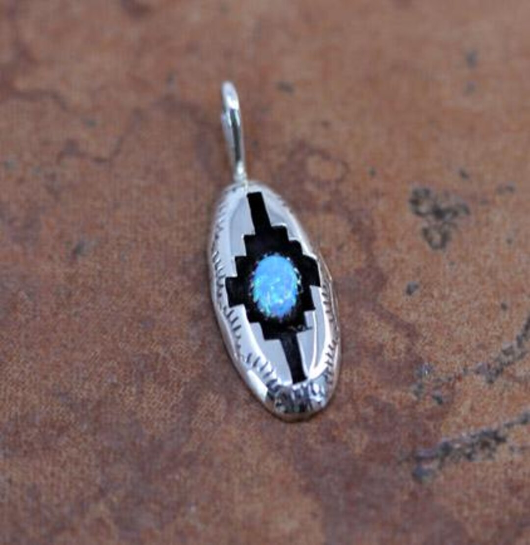 Navajo Sterling Silver Opal Shadowbox Pendant Native American Jewelry - Etsy