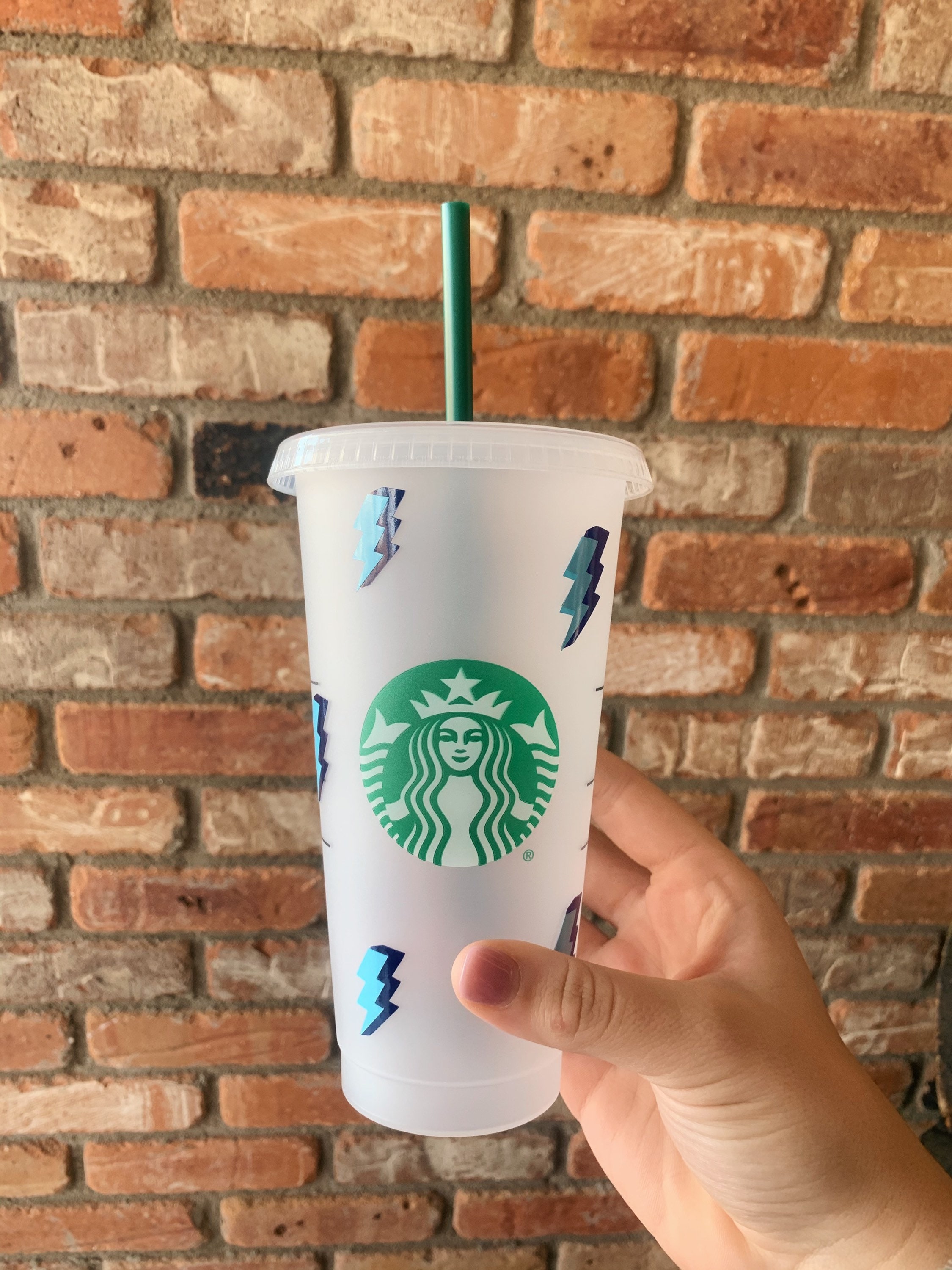 Drop Shadow Lightning Bolt Starbucks Cup Two Toned Trendy Cup - Etsy